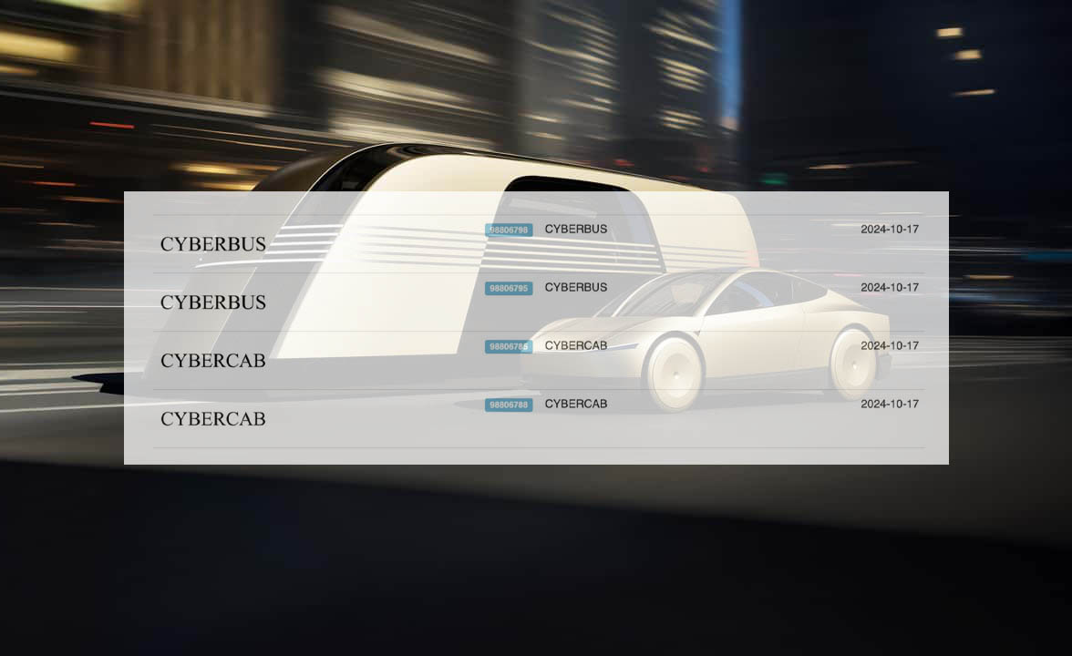 'Cybercab' and 'Cyberbus' names trademarked by Tesla | Cybercab ...